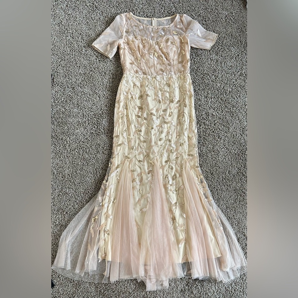 Light Tan/Cream Sequence Mermaid Style Prom Dress - Gem